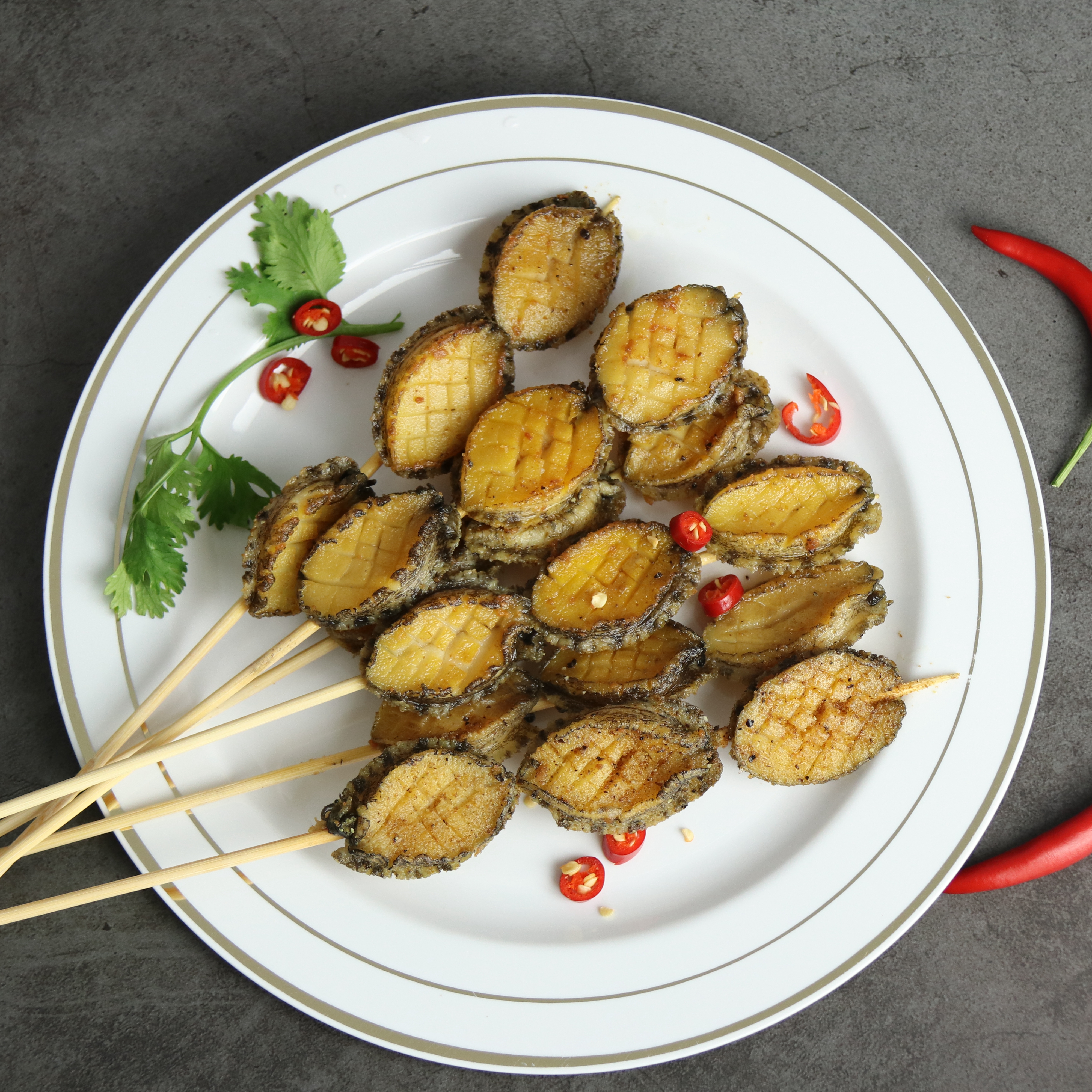 Wholesale FROZEN BOILED ABALONE MEAT SKEWER remove shell and viscera ...